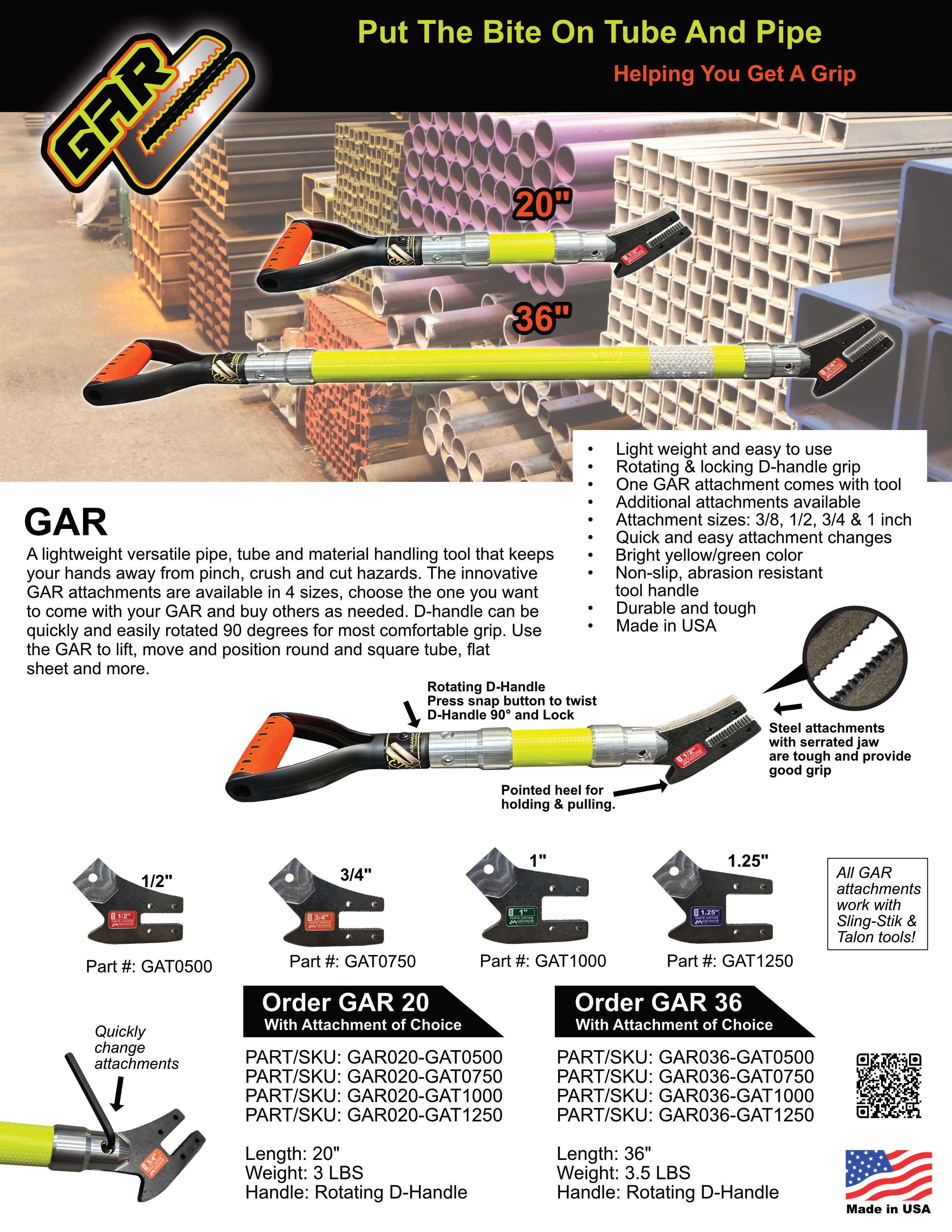 GAR - Lift, Move and Handle Pipe, Tube, Sheet and other Materials Safely