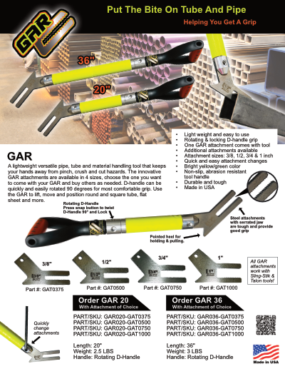 GAR - Lift, Move and Handle Pipe, Tube, Sheet and other Materials Safely